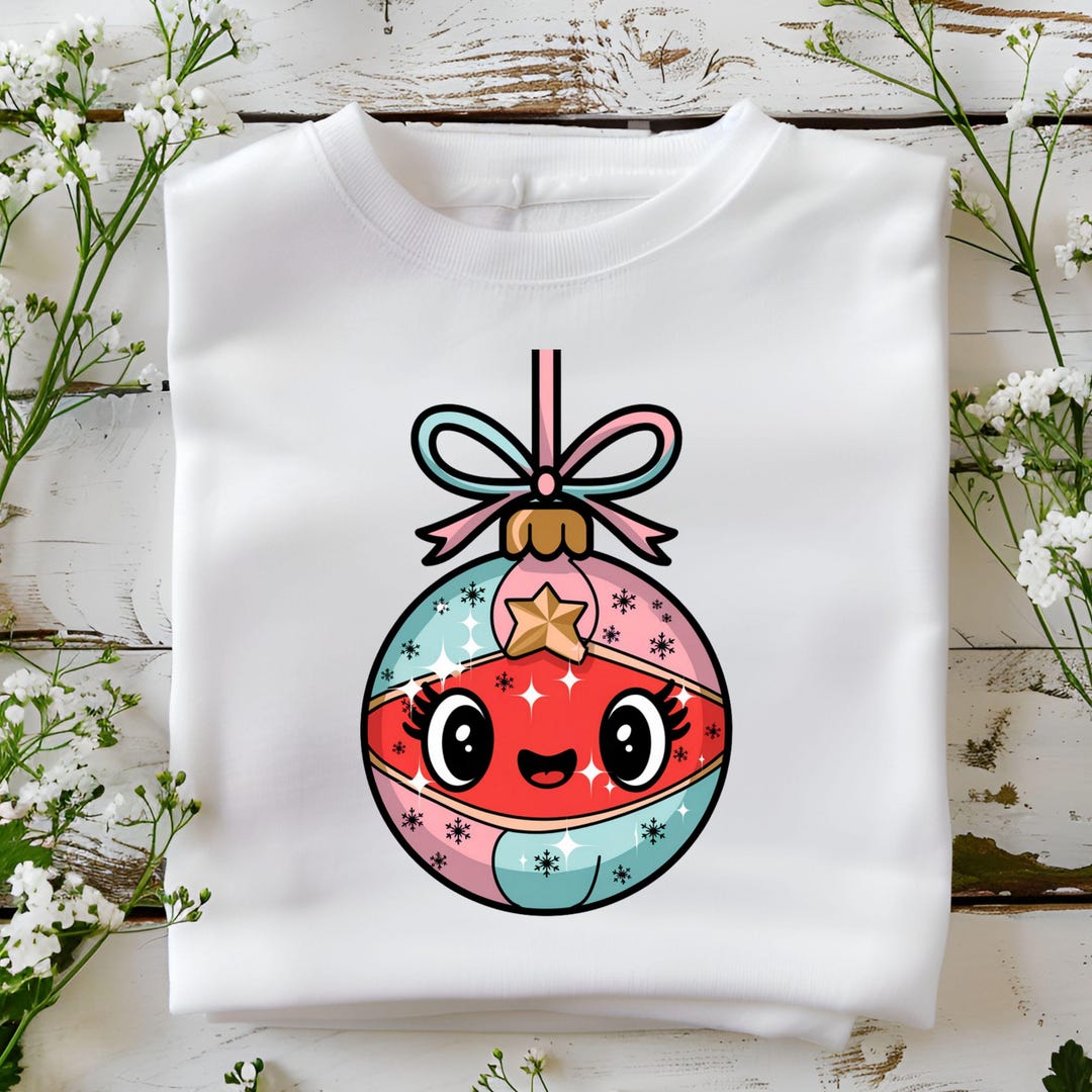 Kawaii Christmas Ornament PNG, Cute Bauble Clipart for Sublimation ...