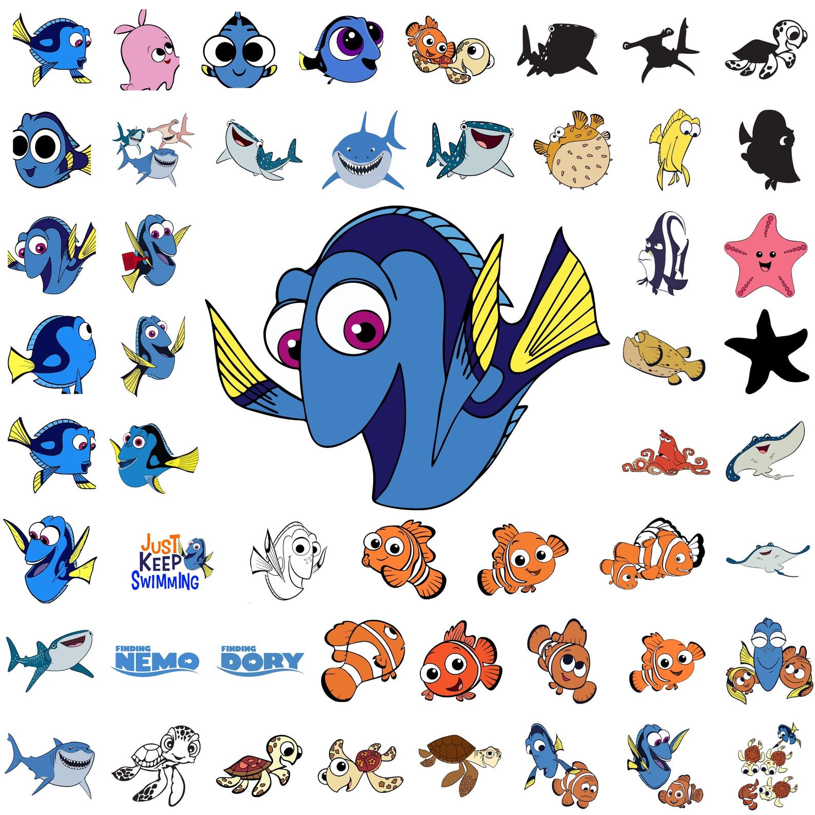 Finding Nemo SVG PNG Bundle, Nemo & Dory Clipart for Cricut, Ocean ...