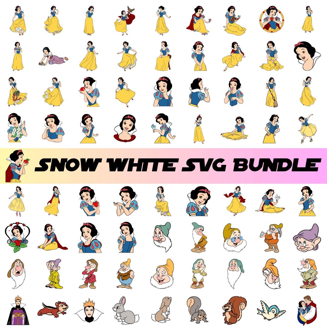 Snow White SVG Bundle, Snow White Clipart, Princess Svg, Seven Dwarves ...