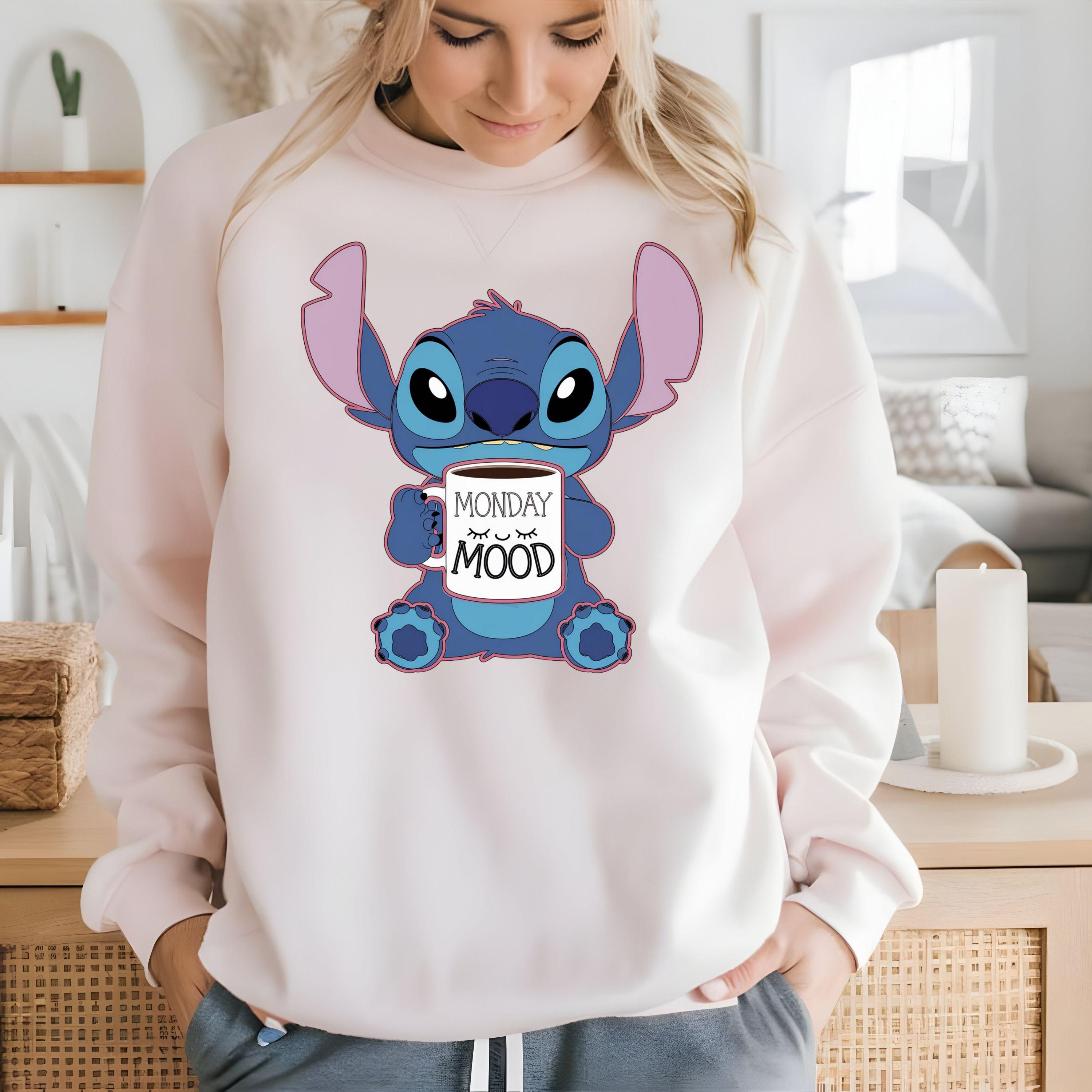 Stitch Monday Mood Coffee PNG, Sleepy Alien Cartoon Art, Funny Mug ...