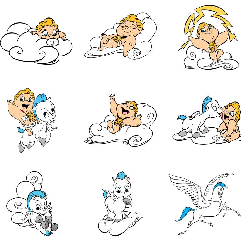 Paquete PNG de bebé Hércules, clipart de bebé Hércules y Pegaso ...