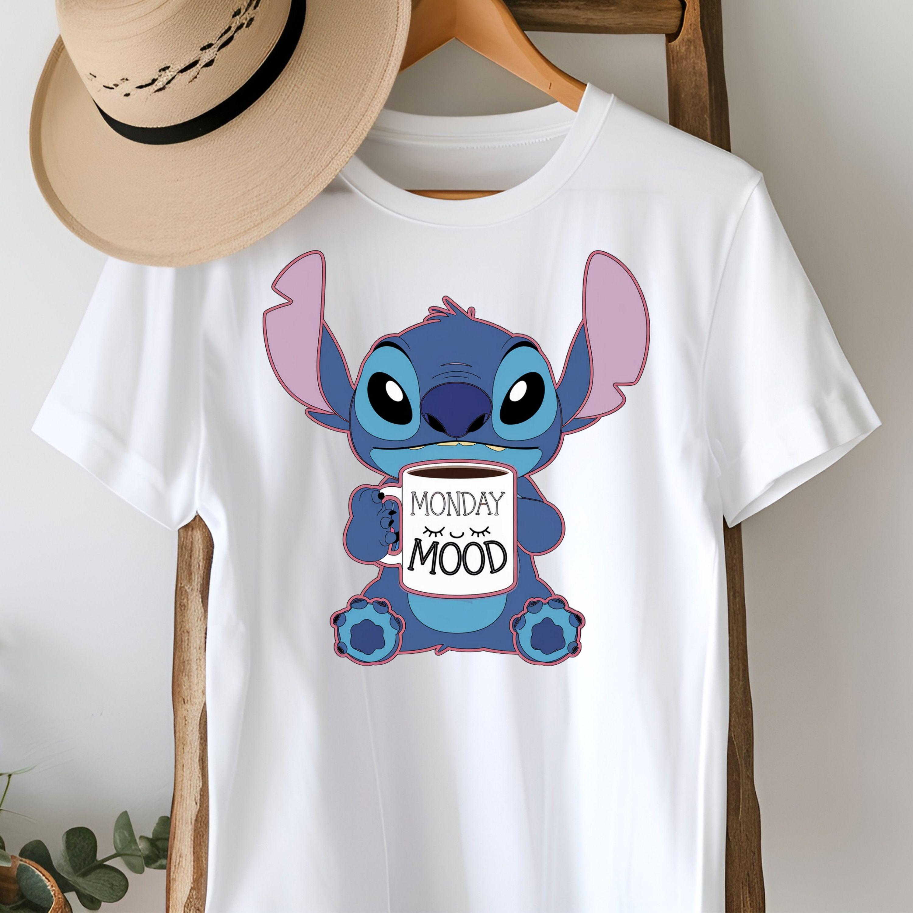 Stitch Monday Mood Coffee PNG, Sleepy Alien Cartoon Art, Funny Mug ...