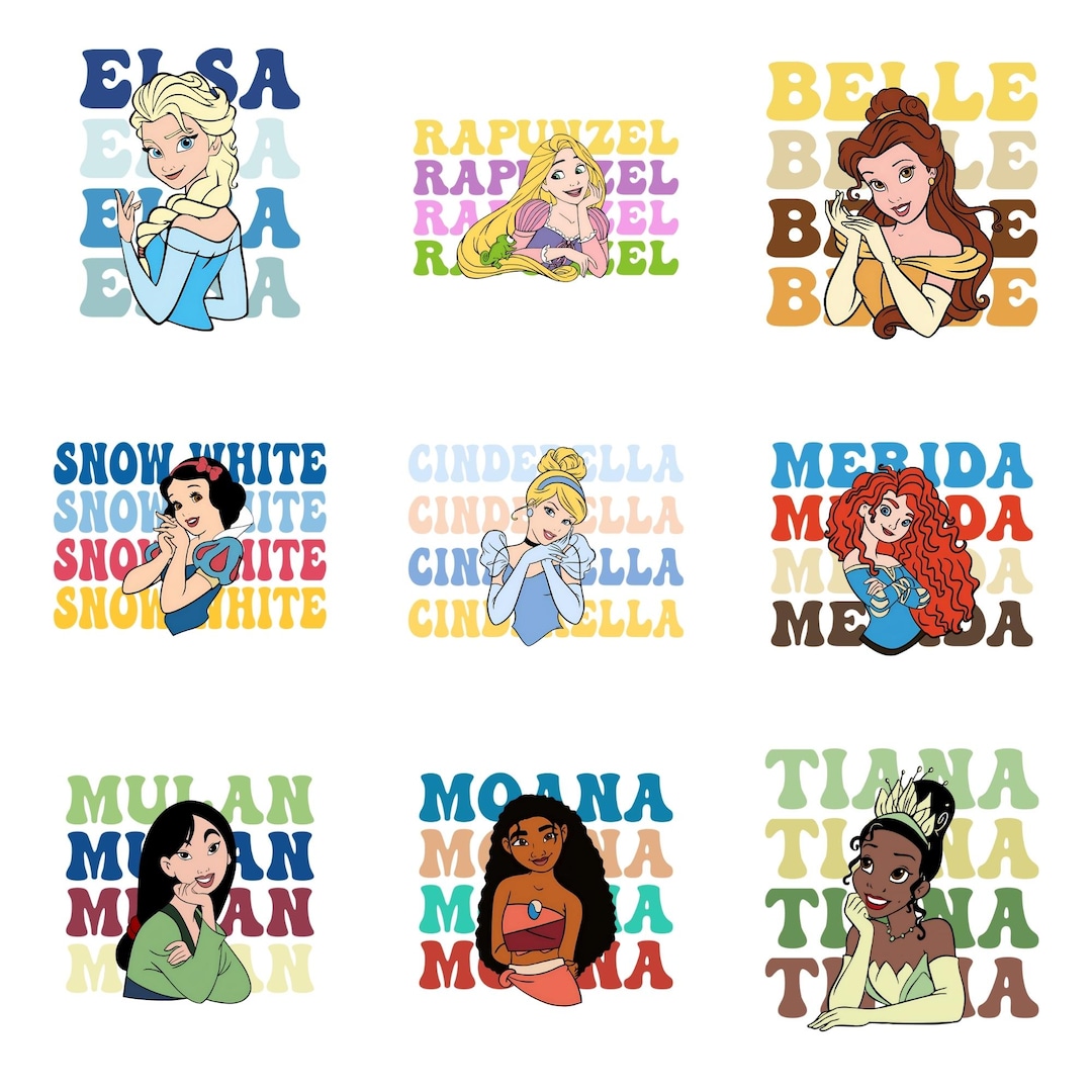 Retro Princess Name PNG, Colorful Cartoon Princess Text Clipart, Elsa ...