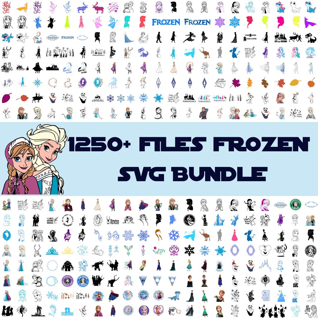 Frozen SVG PNG Clipart Bundle, Anna Elsa Olaf Birthday Set, Frozen 2 ...