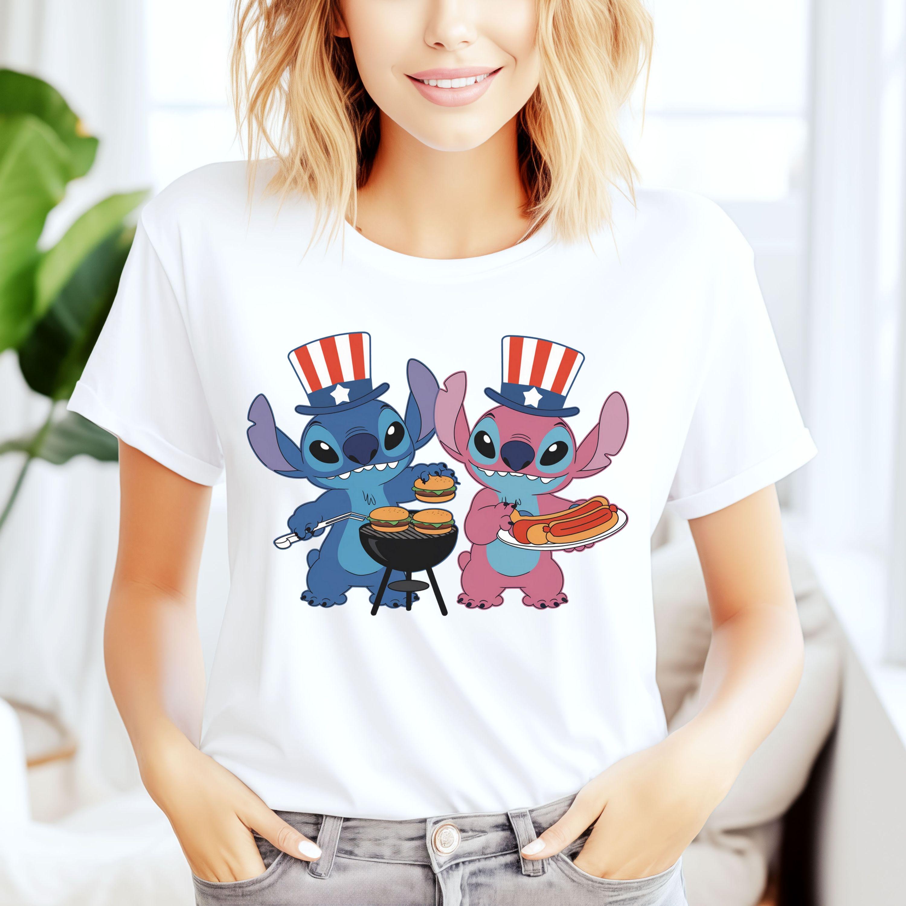 Stitch and Angel BBQ PNG, 4th of July Patriotic Cookout Clipart, Cute ...