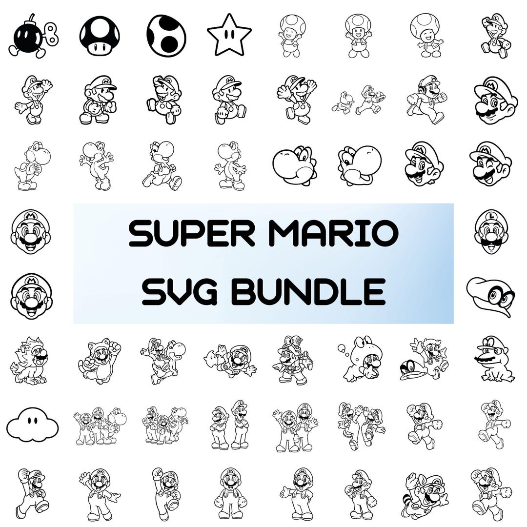 Super Mario SVG Bundle for Cricut and Sublimation, Mario Clipart Bundle ...