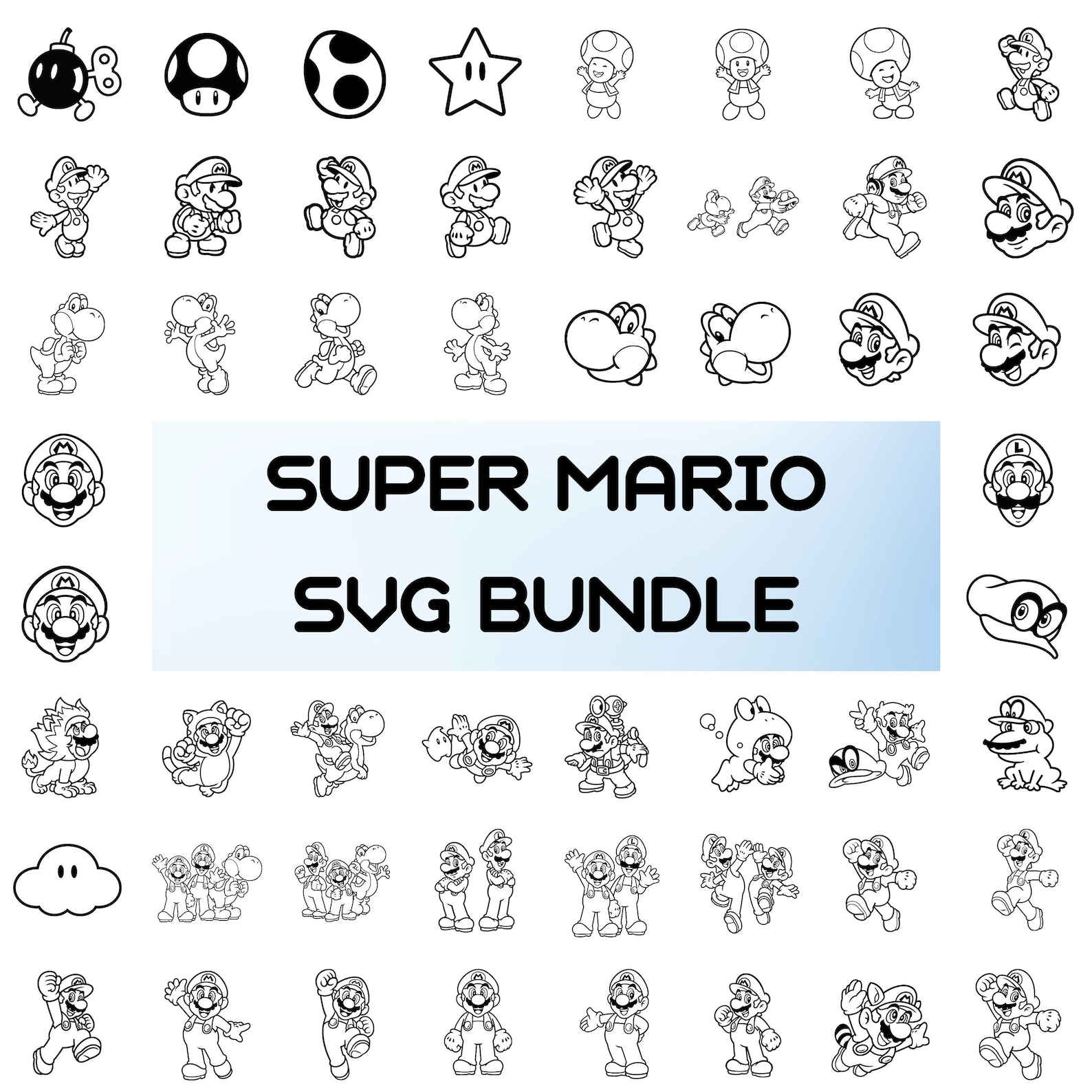 Super Mario SVG Bundle for Cricut and Sublimation, Mario Clipart Bundle ...
