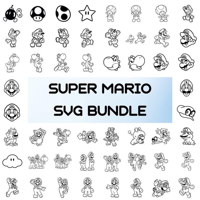 Super Mario SVG Bundle for Cricut and Sublimation, Mario Clipart Bundle ...