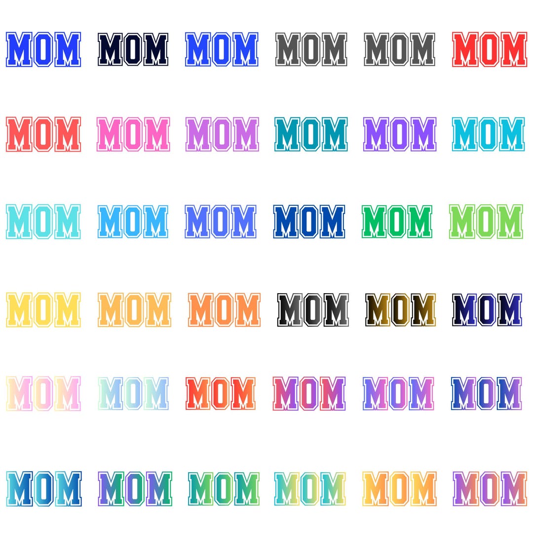 Mom Letter PNG Bundle, Colorful College Style Sublimation PNG, Retro ...