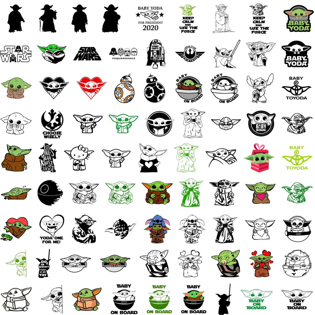 Baby Yoda SVG Bundle, Grogu SVG, the Mandalorian Clipart, Star Wars ...