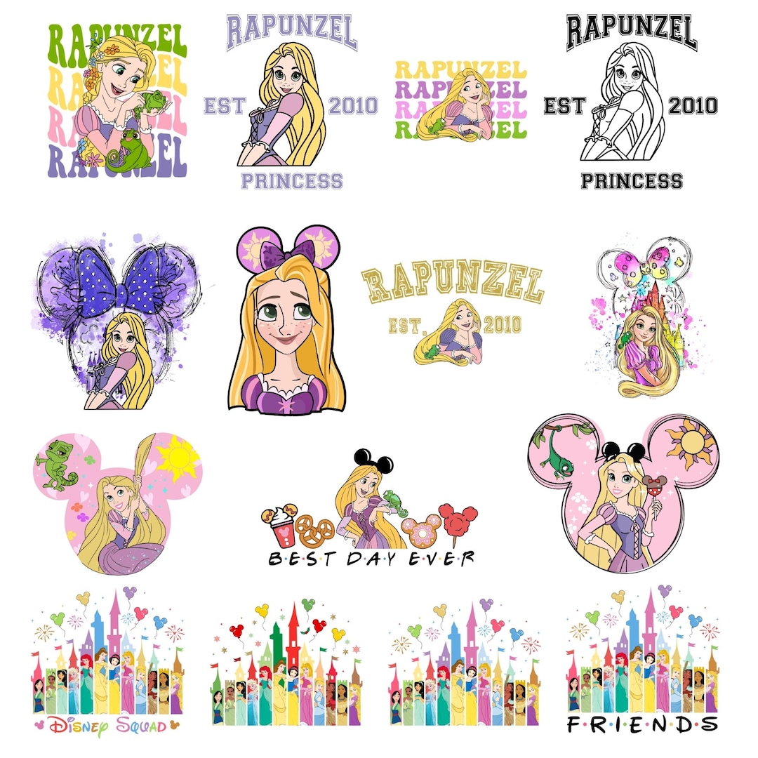 Rapunzel Princess PNG Bundle, Pascal Mouse Ears Clipart, Castle & Best ...