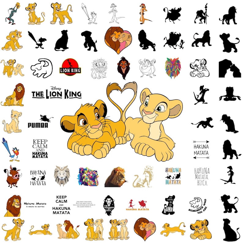 Lion King SVG PNG Bundle, Baby Simba Mufasa Clipart, Hakuna Matata Cut ...