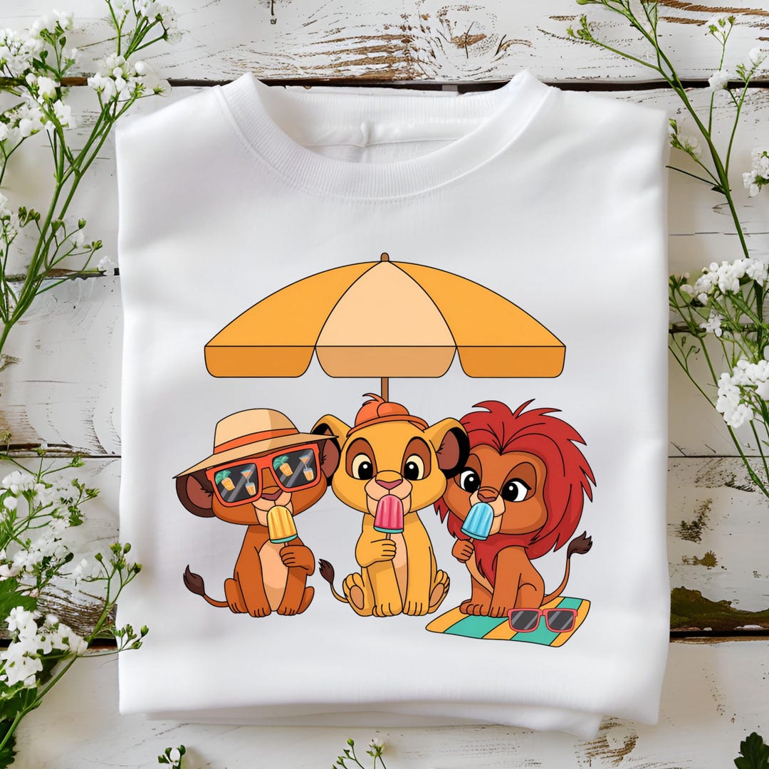 Lion King Summer PNG, Cute Simba and Friends Eating Ice Cream Clipart ...
