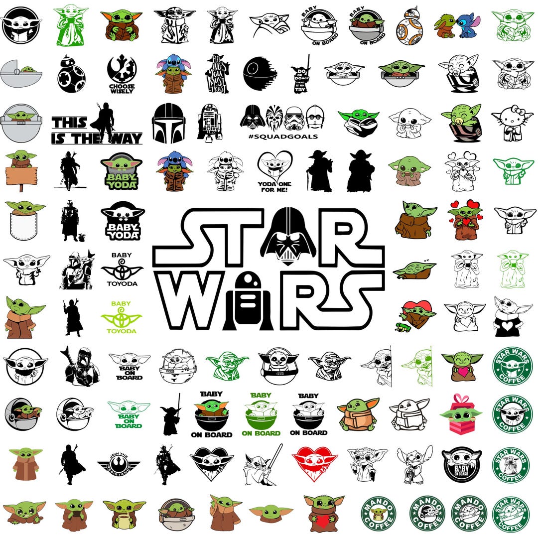 Baby Yoda SVG Bundle, Grogu SVG, the Mandalorian Clipart, Star Wars ...