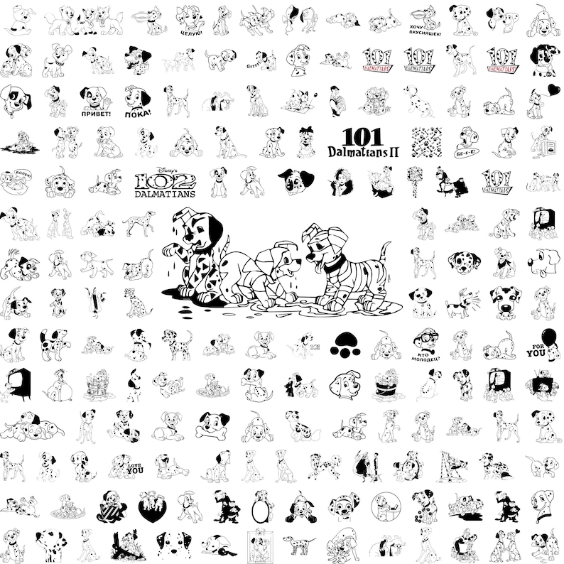 101 Dalmatians Mega SVG Bundle, Cute Dalmatian Dog Clipart Set, Puppy ...