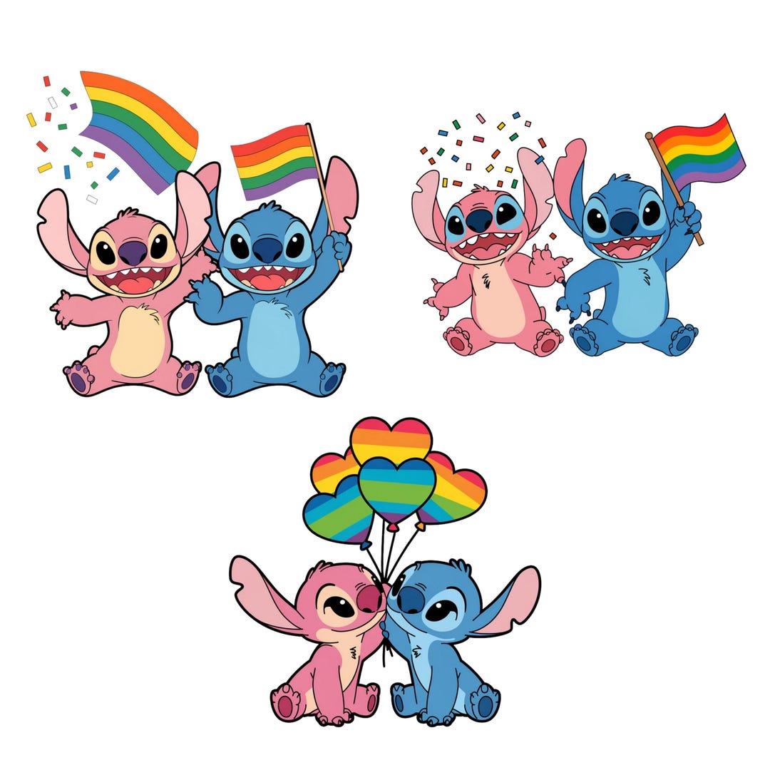 Stitch and Angel Pride PNG Bundle, LGBTQ Rainbow Clipart for Love and ...