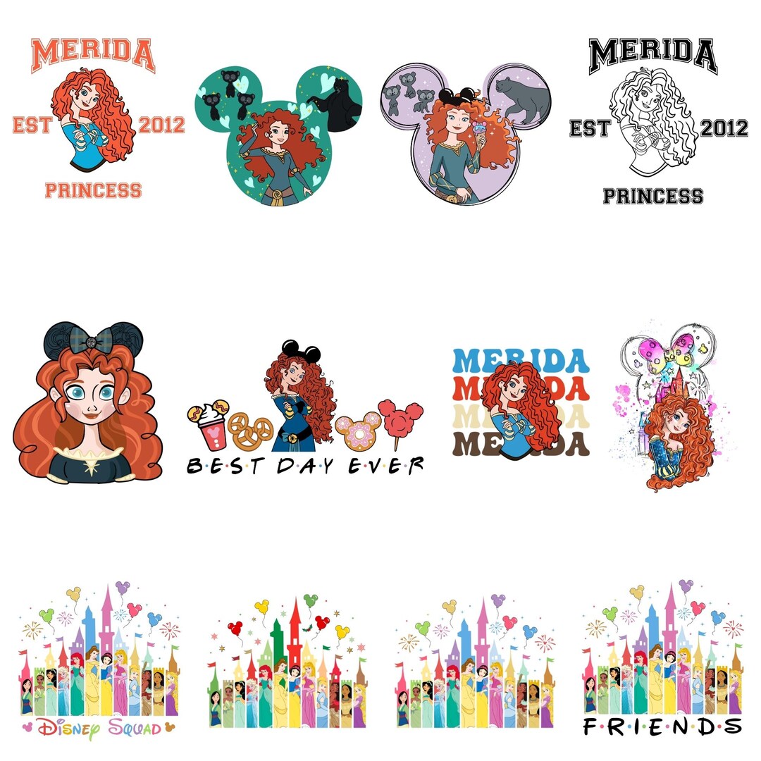 Merida Princess Png Bundle, Mouse Ears Clipart, Castle & Brave Girl Art ...