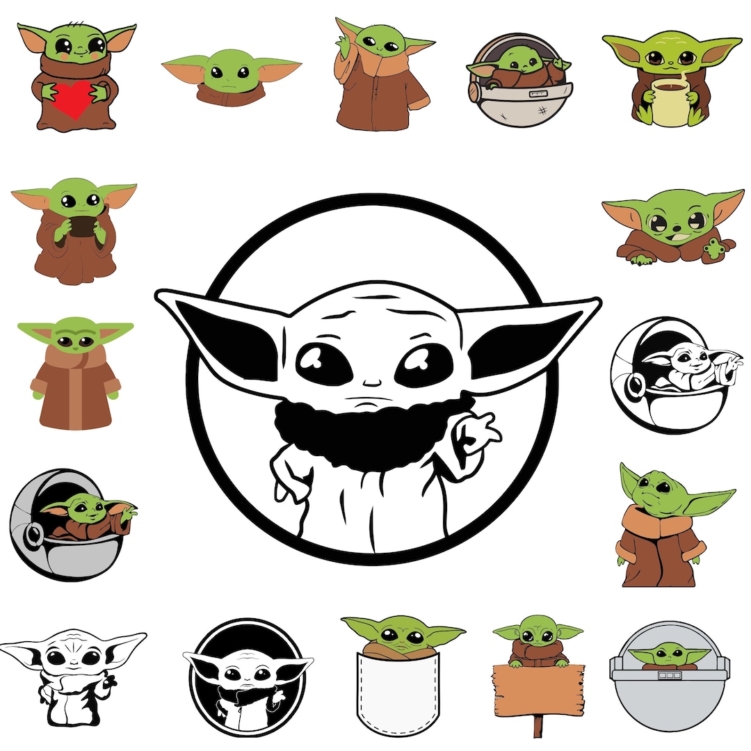 Baby Yoda SVG Bundle, Grogu SVG, the Mandalorian Clipart, Star Wars ...