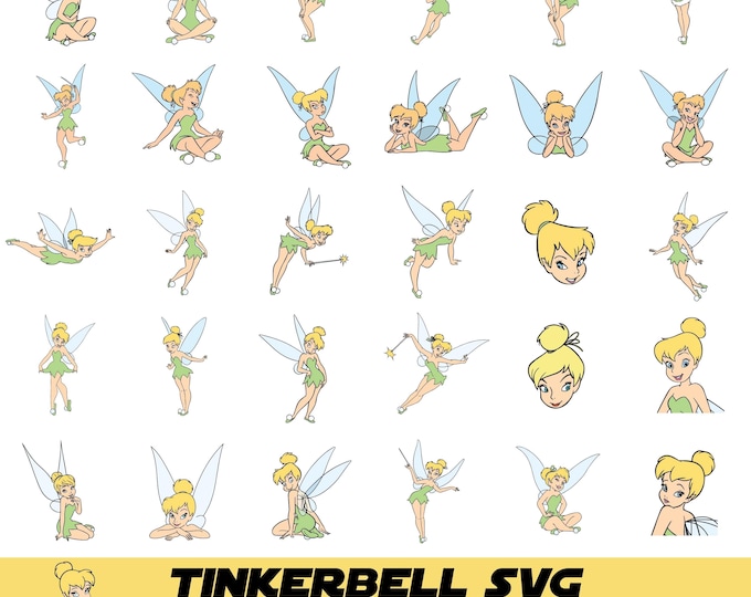 Tinkerbell Svg, Tink Svg, Tinkerbell Silhouette Svg, Cut Files for ...