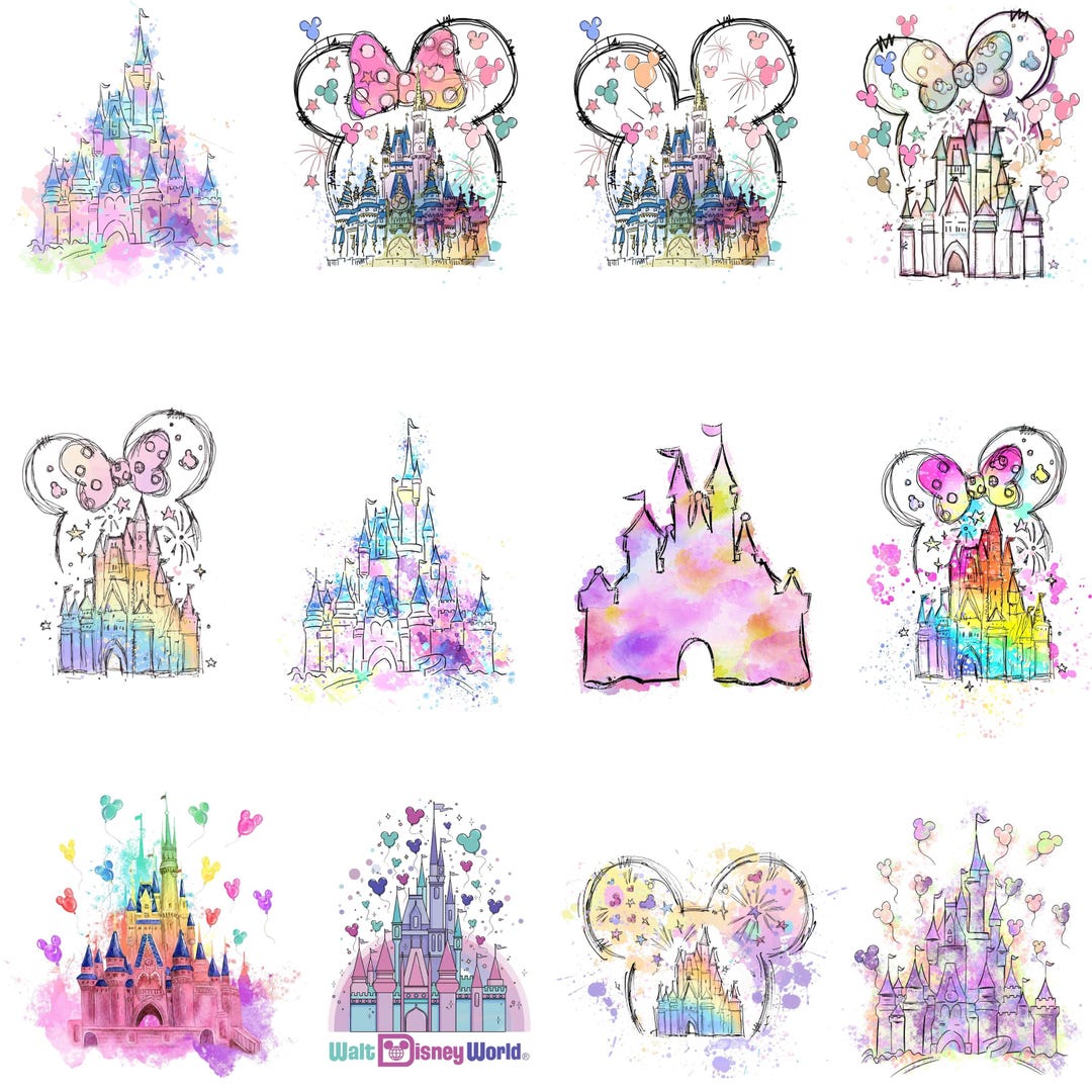 Mouse Castle Watercolor Png Bundle, Mouse Ear Castle Png, Magic Kingdom ...