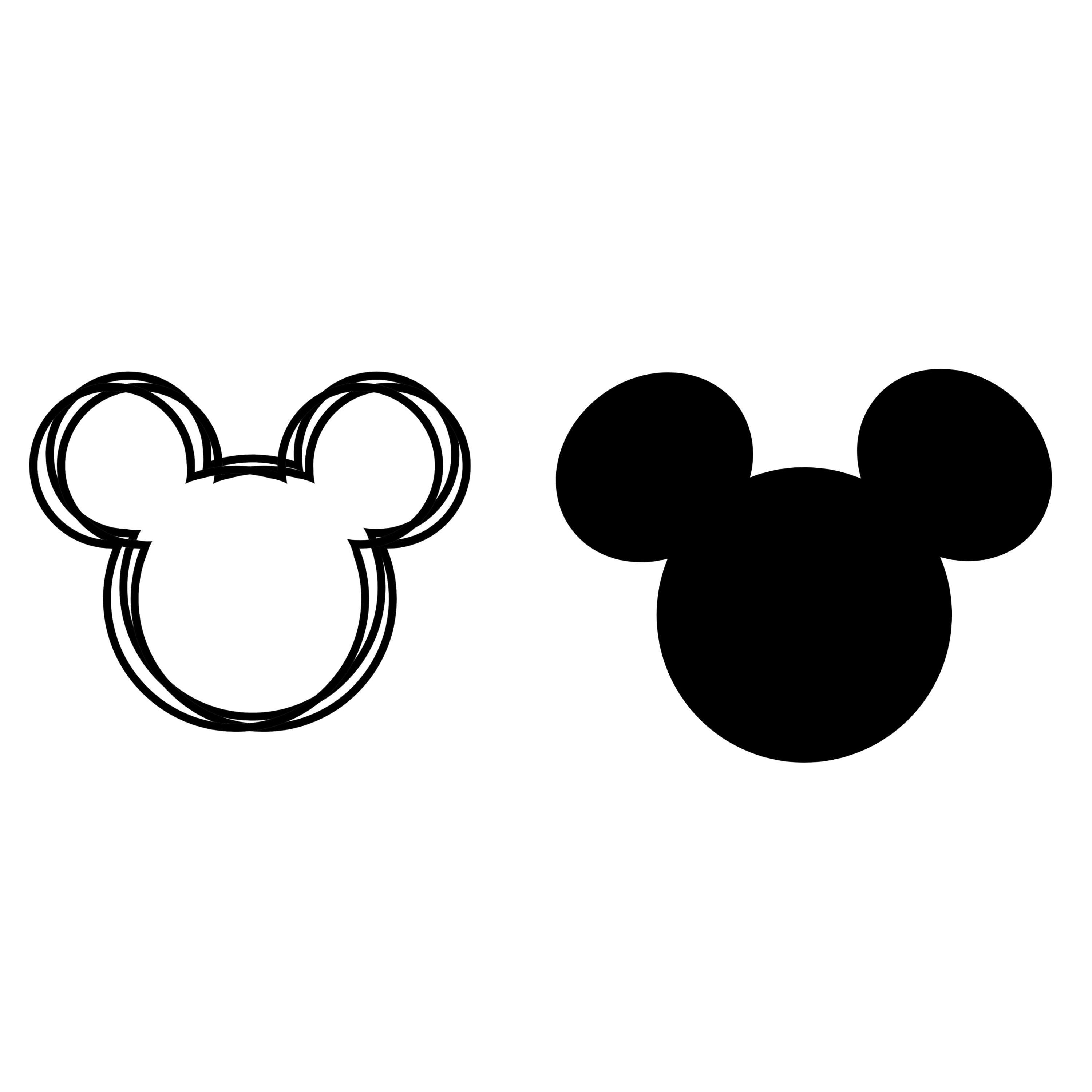 Mickey Head Outline SVG PNG, Solid Mouse Silhouette Clipart, Minimal ...