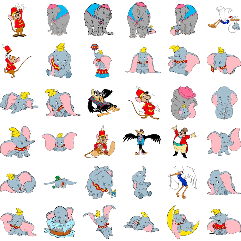 Dumbo SVG Bundle, Layered Dumbo Clipart for Cricut & Silhouette, PNG ...