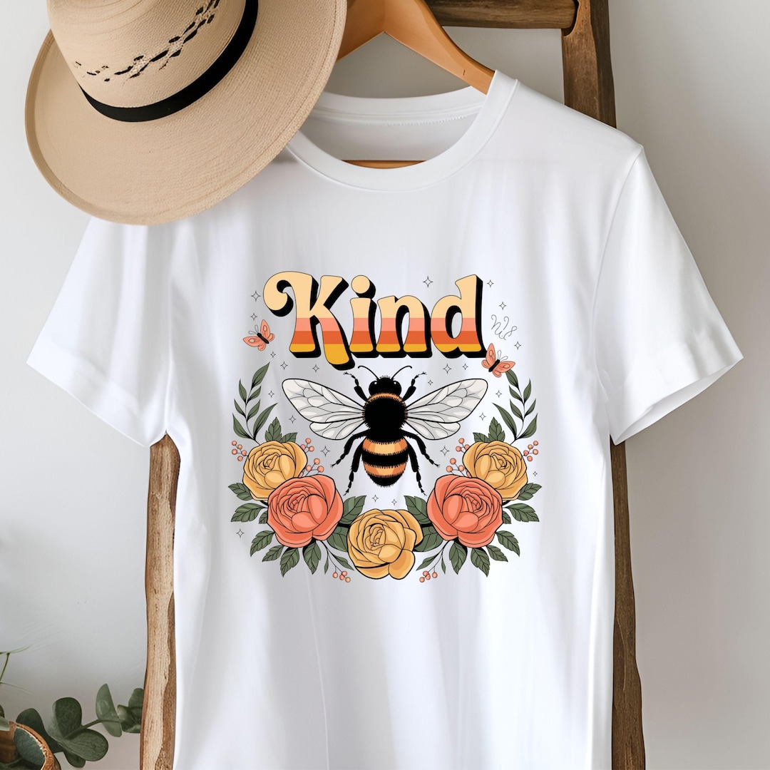Be Kind Bee PNG, Retro Floral Clipart, Positive Quote Bumblebee Design ...