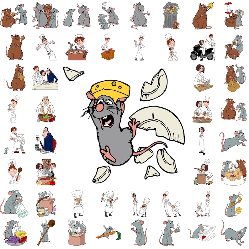 Ratatouille Clipart Bundle, Remy Chef Mouse PNG, Funny Kitchen Art for ...