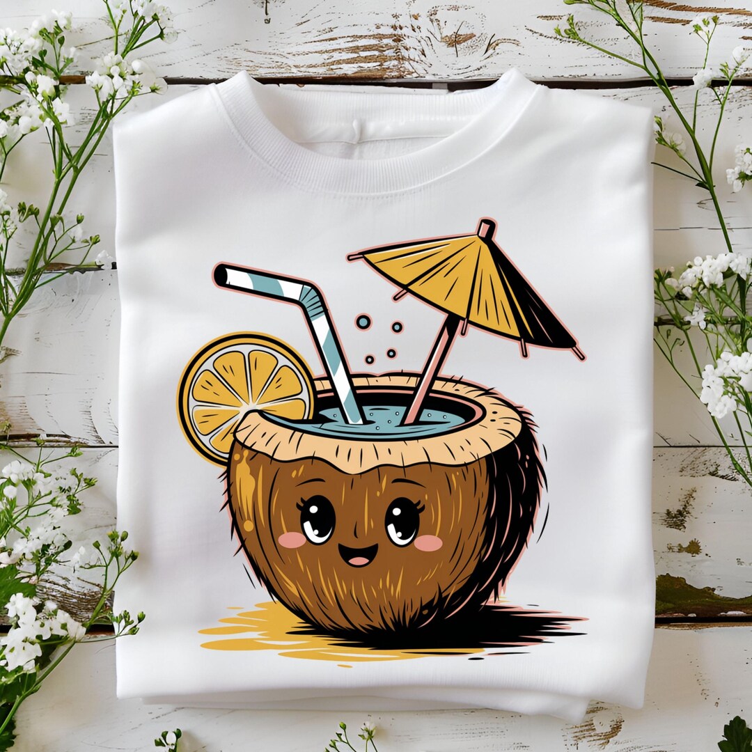 Kawaii Coconut Drink PNG, Cute Tropical Summer Clipart, Beach Vacation ...