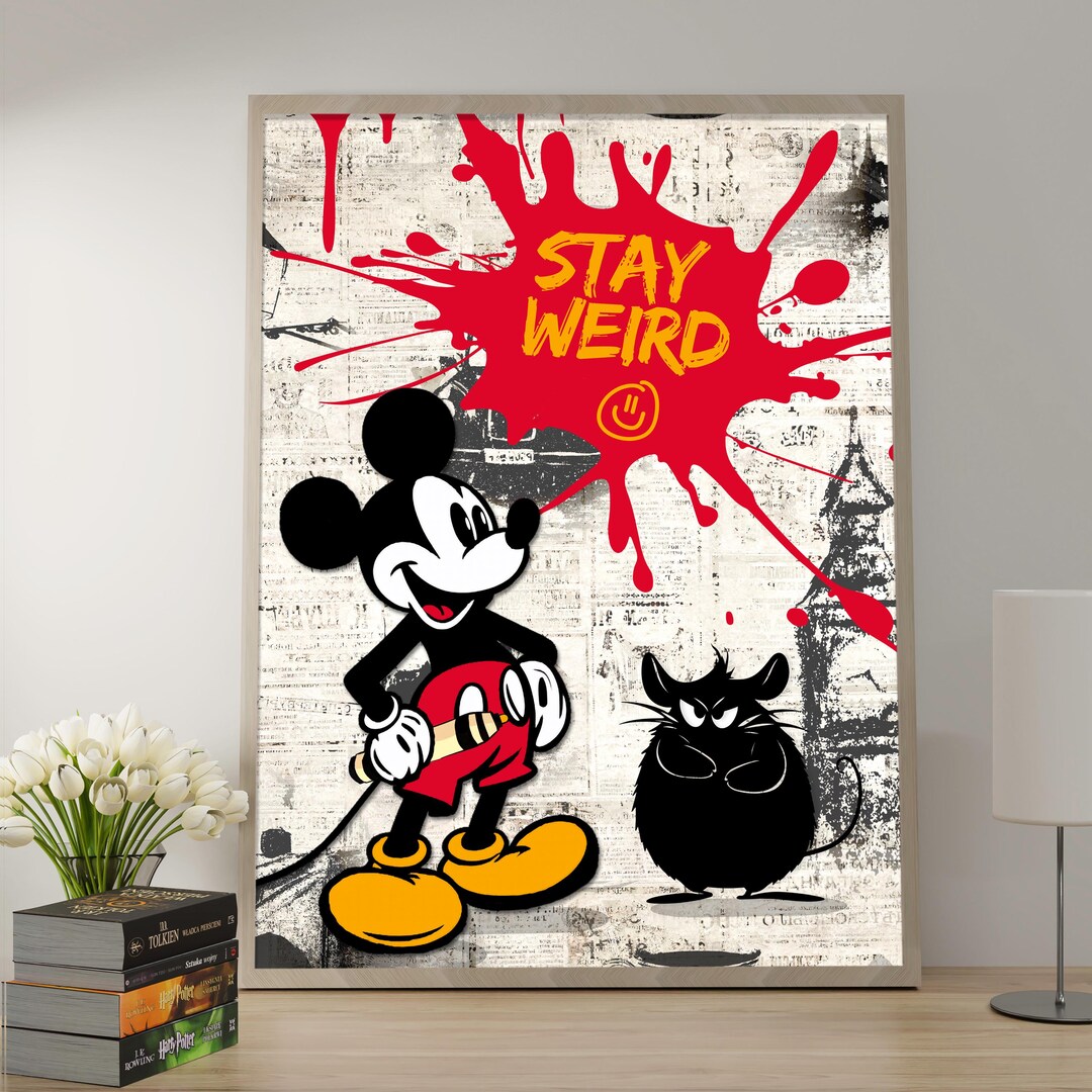 Stay Weird Mickey Mouse Poster - Modern Pop Art Print - Red Splash ...