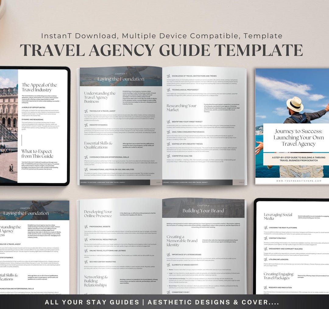 Travel Agency Guide Template, Editable Travel Planner, Customizable ...