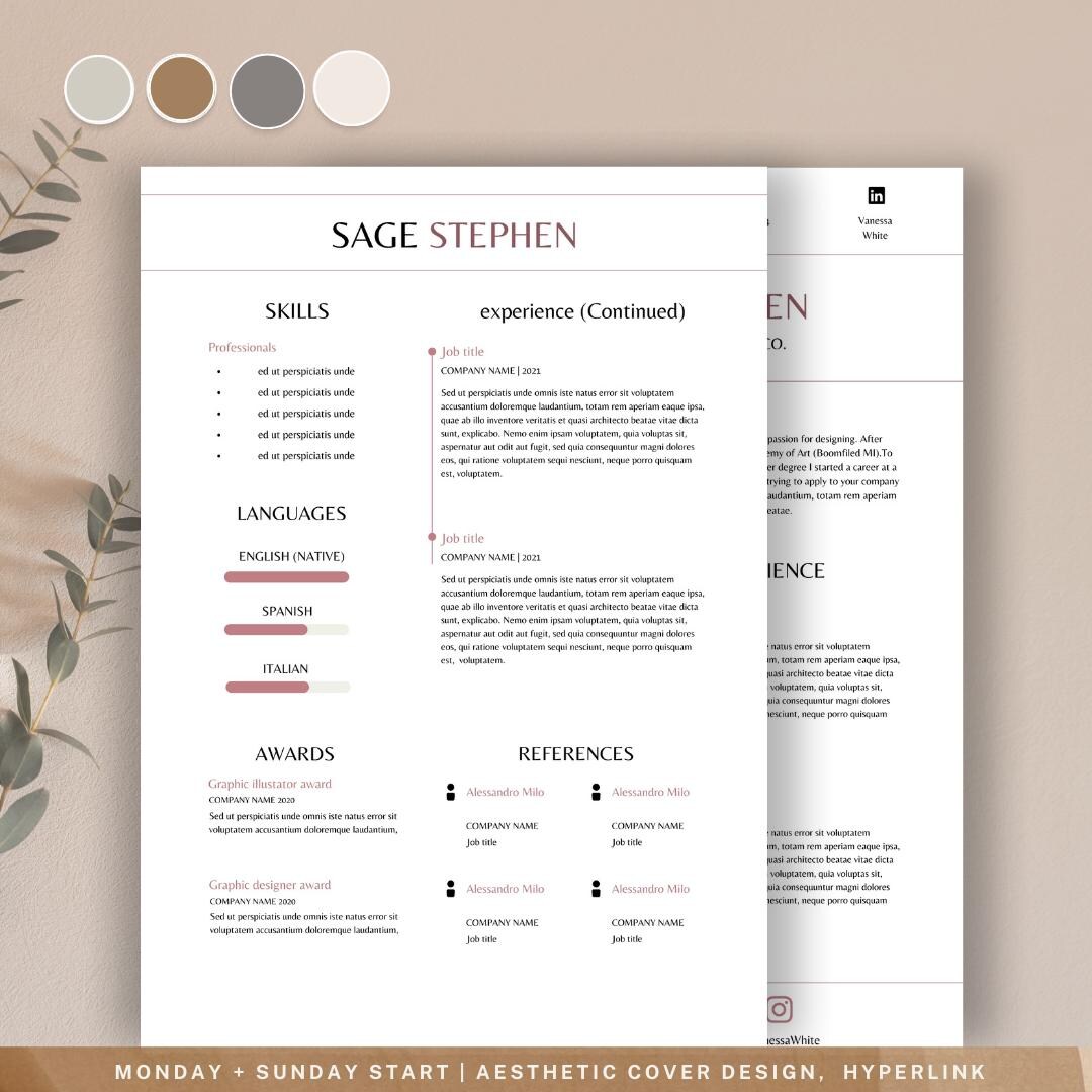 Digital Resume Template, Editable CV Template, Professional Resume ...