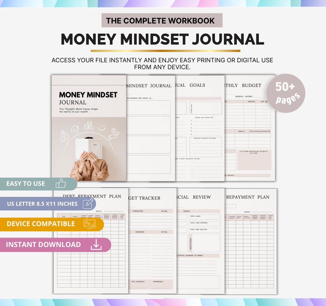 Money Mindset Planner, Financial Goal Setting Template, Budget and ...
