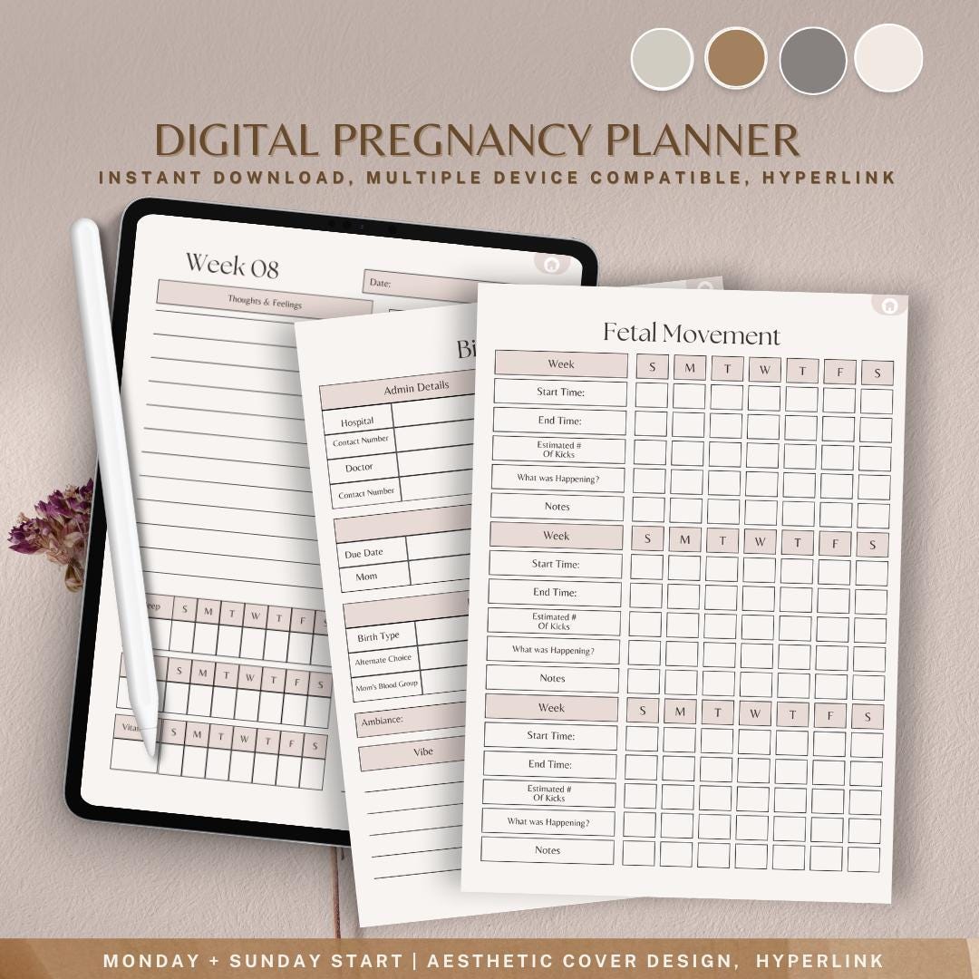 Digital Pregnancy Planner, Printable Baby Journal, Maternity Organizer ...