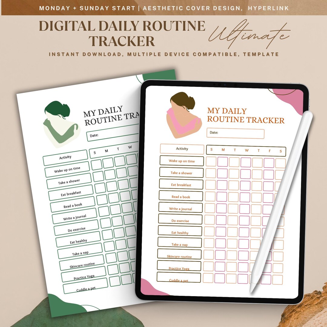 Digital Daily Routine Planner, Productivity Schedule Template, Time ...