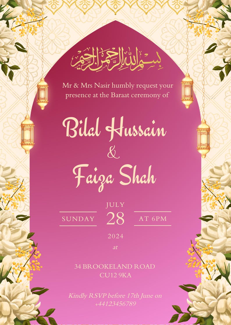 Baraat Wedding Invite Template - Instant Digital Download - Fully ...