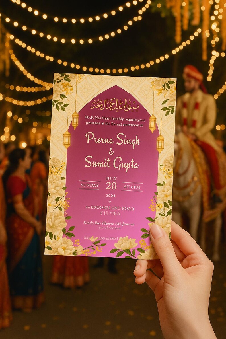 Baraat Wedding Invite Template - Instant Digital Download - Fully ...