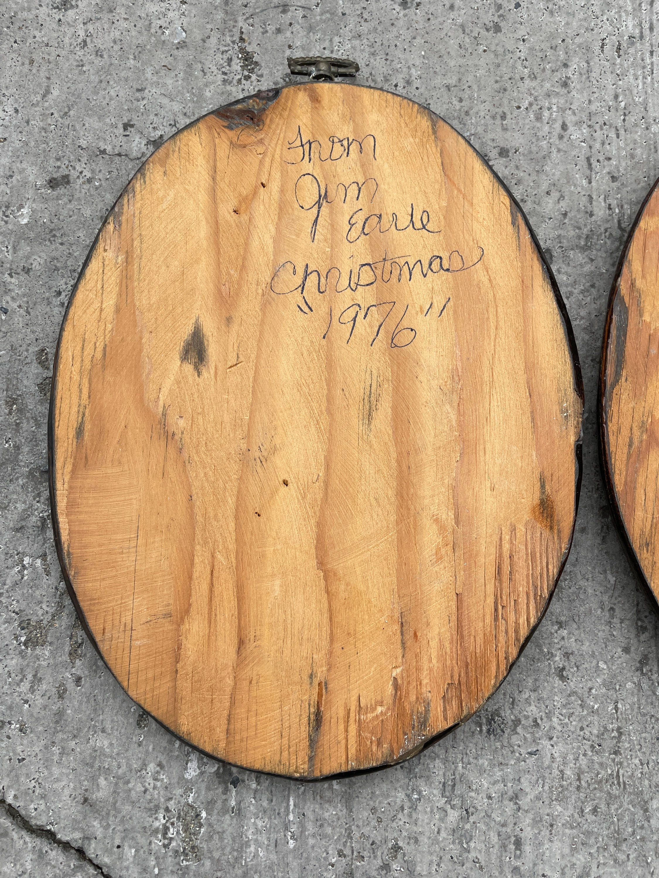 Vintage Boy and Girl Wall Hangings Wood Rounds With Prints by Gloria G ...