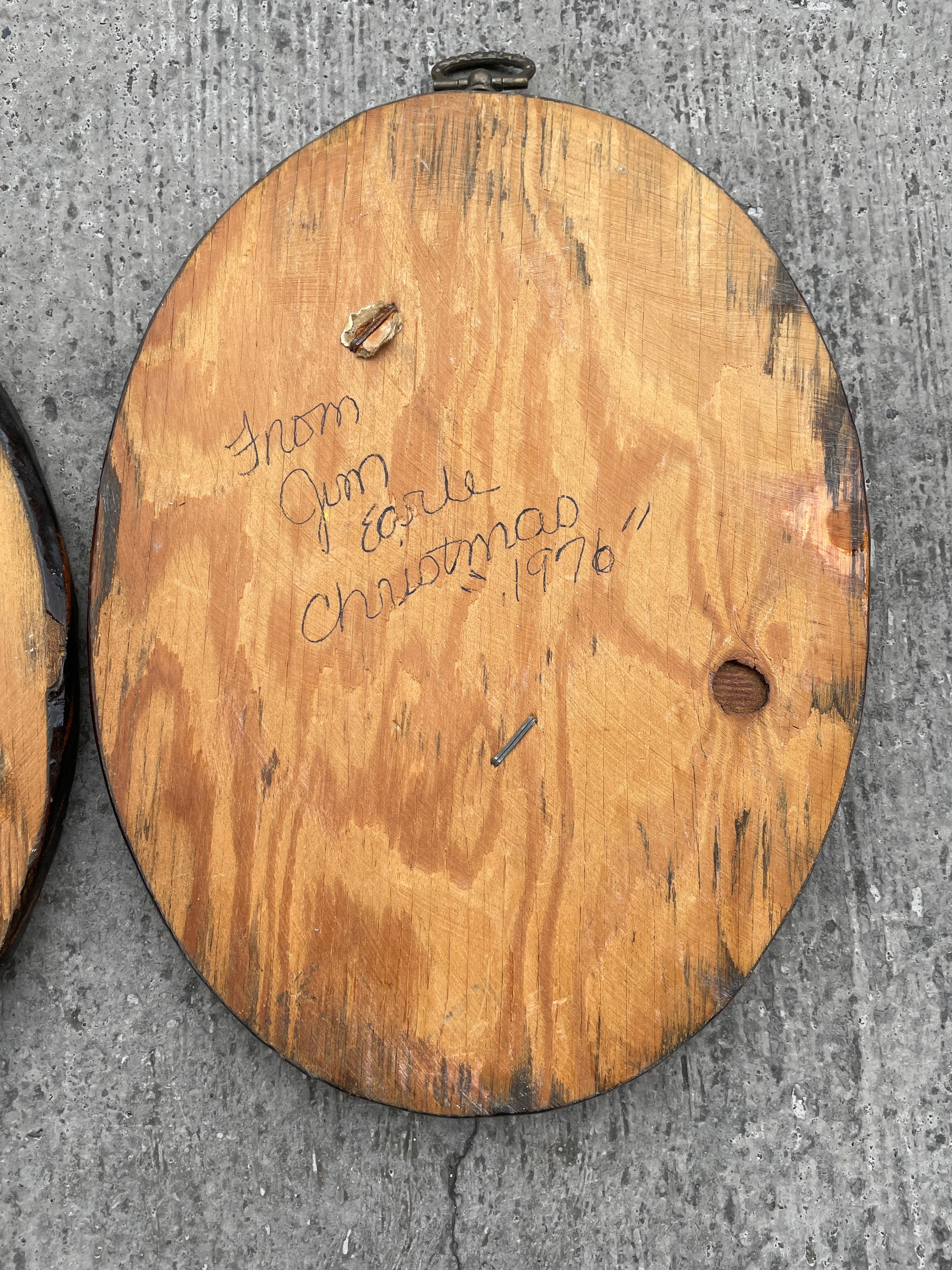 Vintage Boy and Girl Wall Hangings Wood Rounds With Prints by Gloria G ...