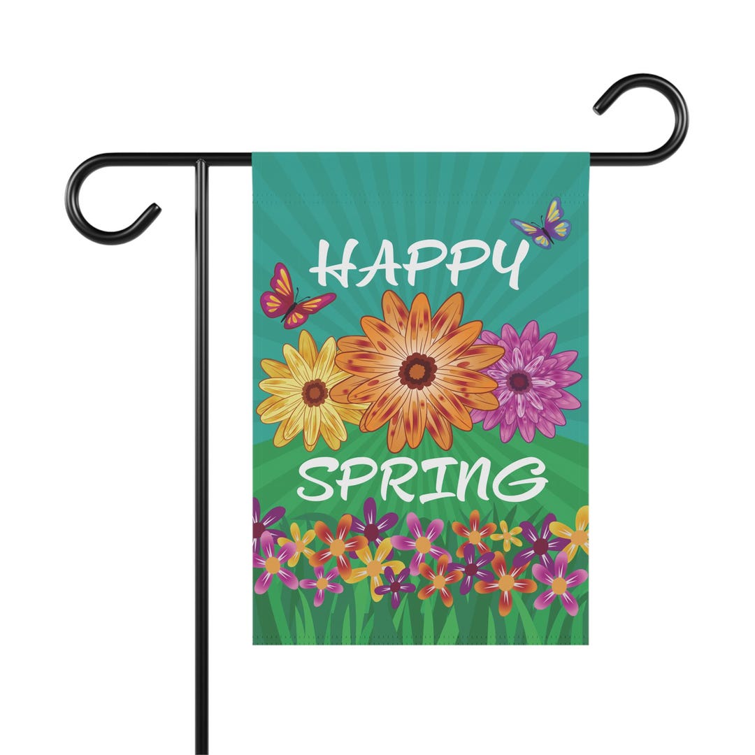 Colorful Spring Garden Banner Happy Spring Floral Design for Outdoor ...