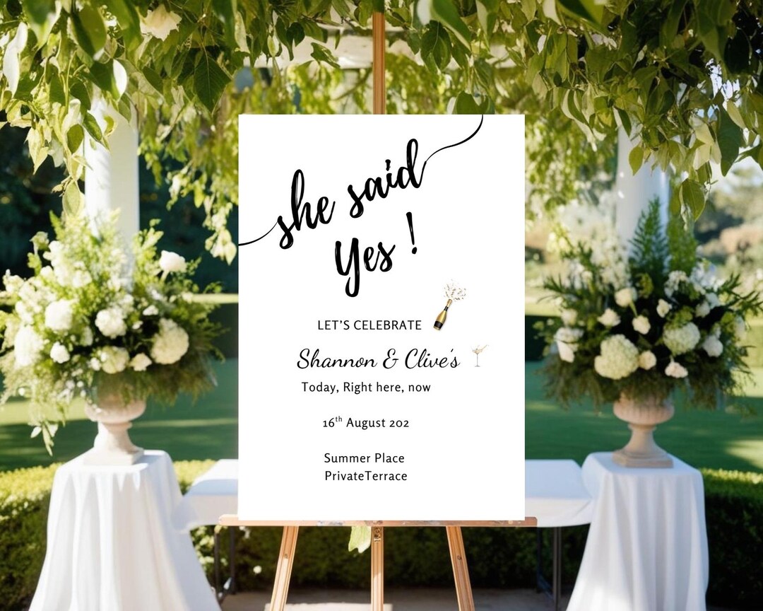 Modern Engagement Party Sign, Welcome Wedding Canva, Editable ...