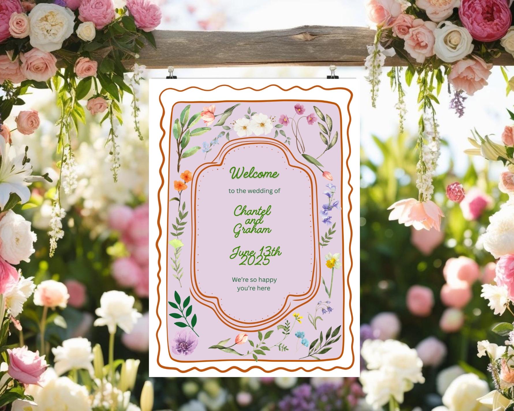 Colorful Floral Spring Welcome Sign, Flower Wedding Sign, Editable ...