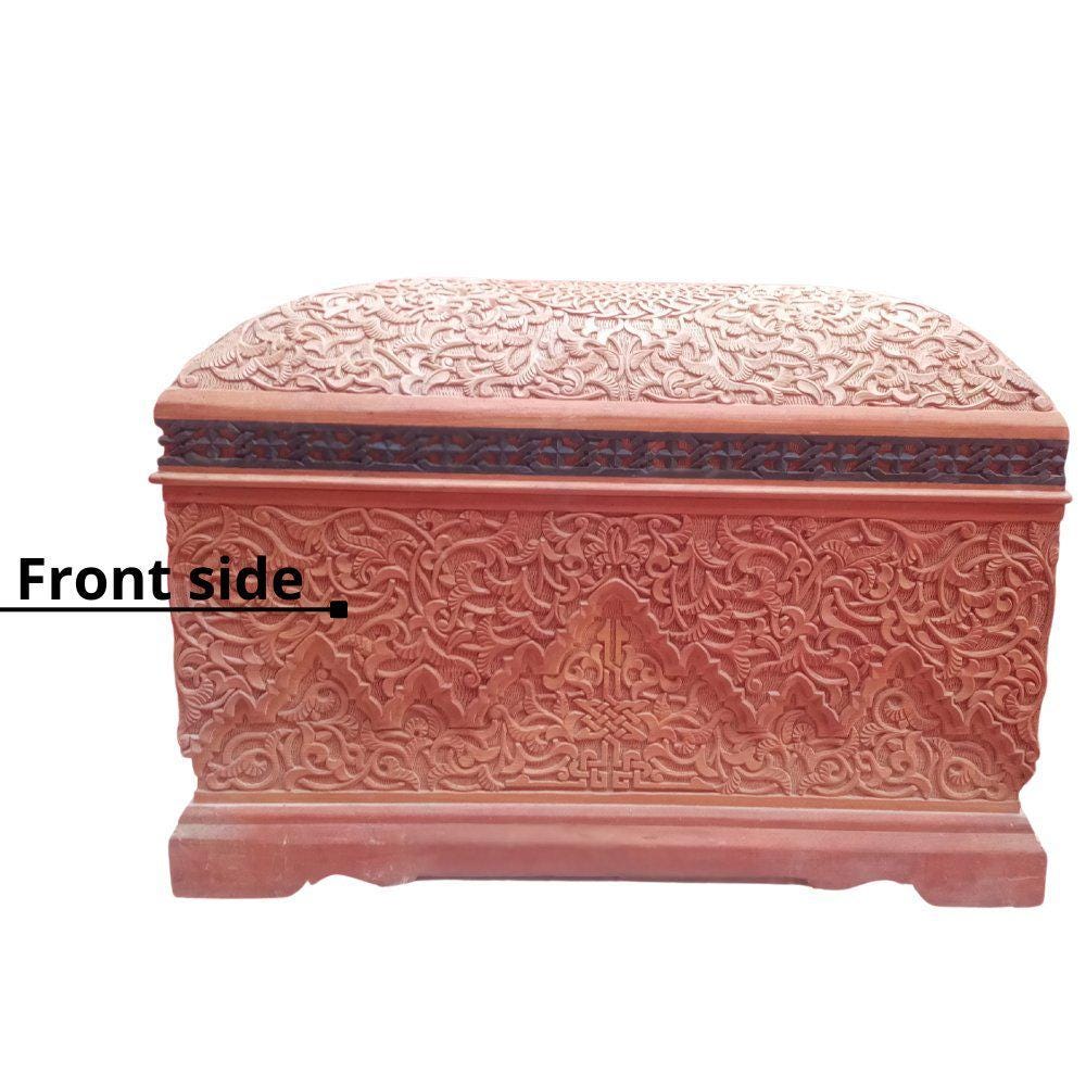 Moroccan Hand Carved Wood Trunk - Vintage Boho Storage Chest - Arabic ...