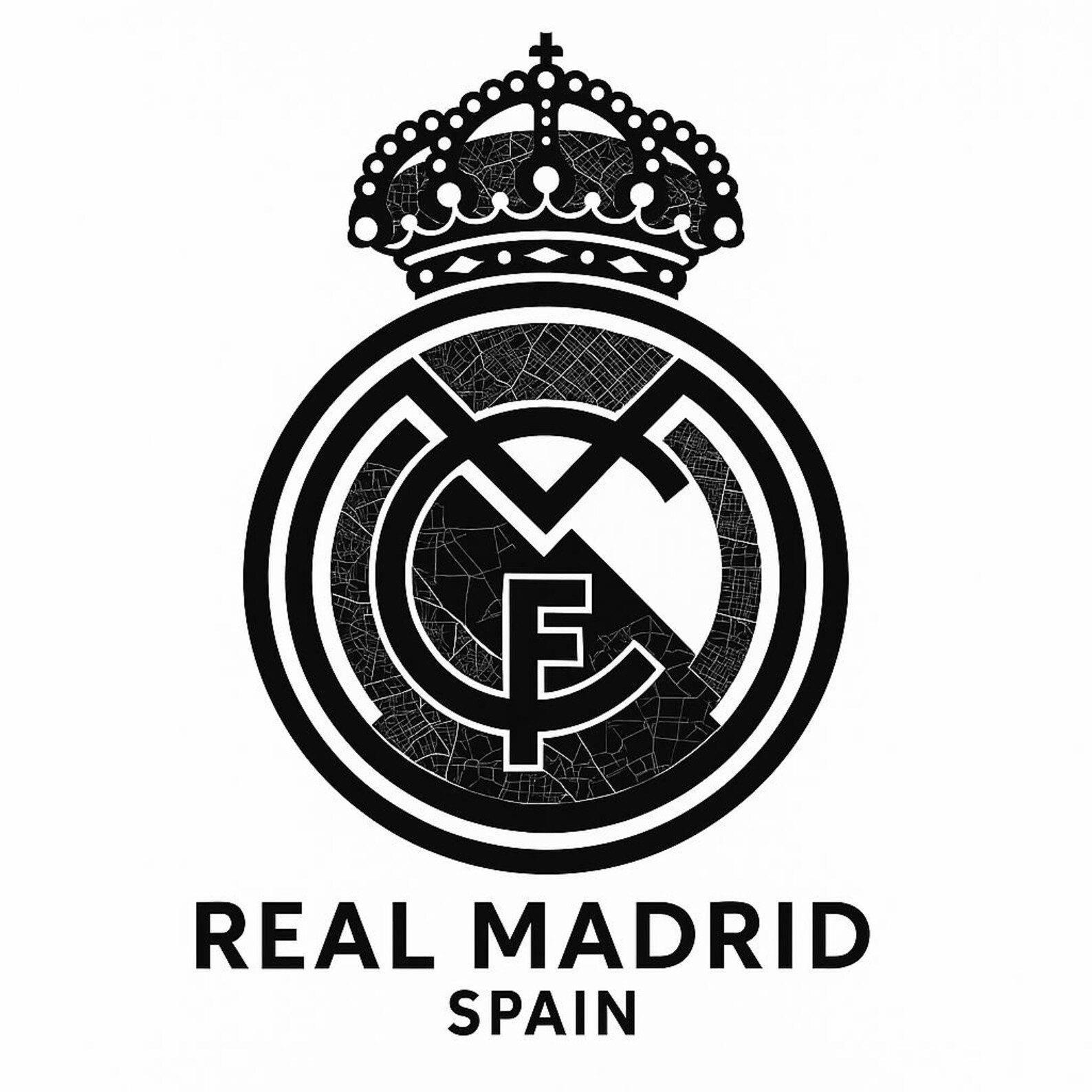 Real Madrid Wall Art | Digital Map Crest Poster | Spain Football Print ...