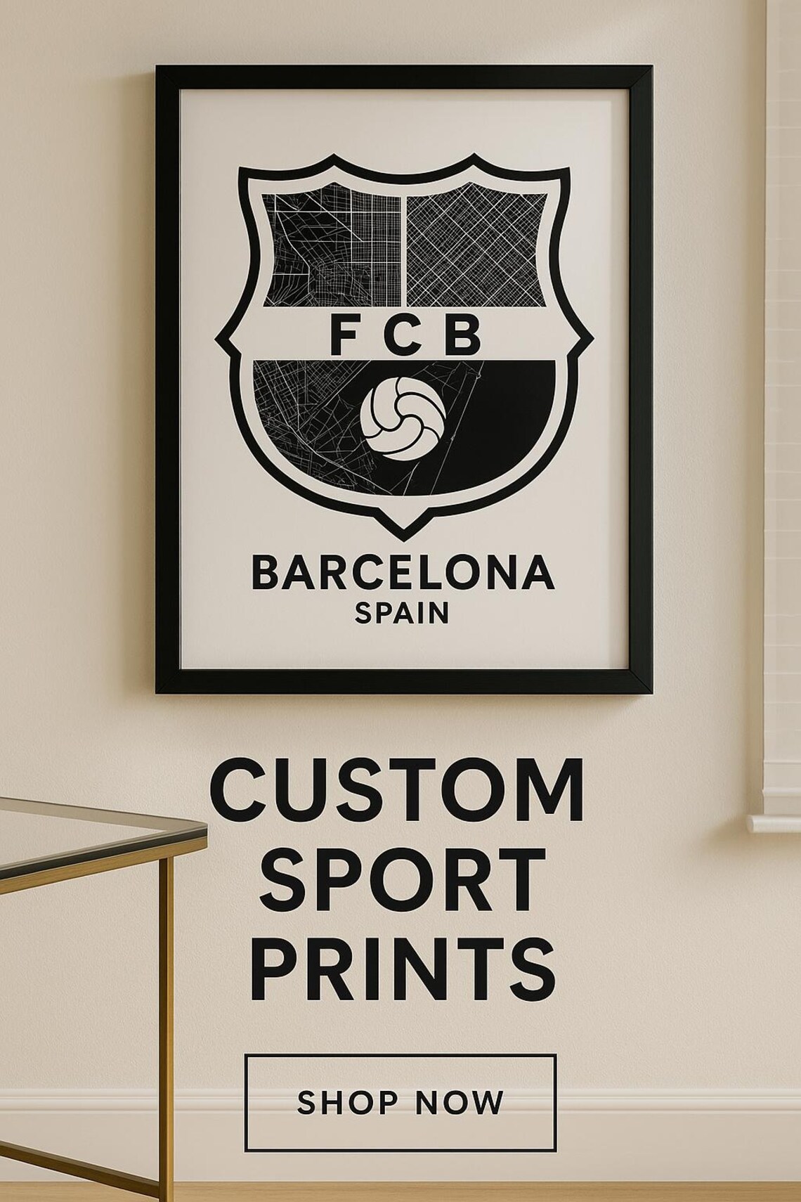 Barcelona FC Wall Art | Digital Map Crest Poster | Spain Football Print ...
