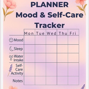 Mood and Self Care Tracker Printable PDF Download Pastel Aesthetic ...