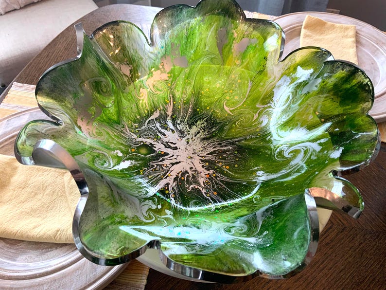 Resin Emerald Swirl Decorative Bowl - Etsy