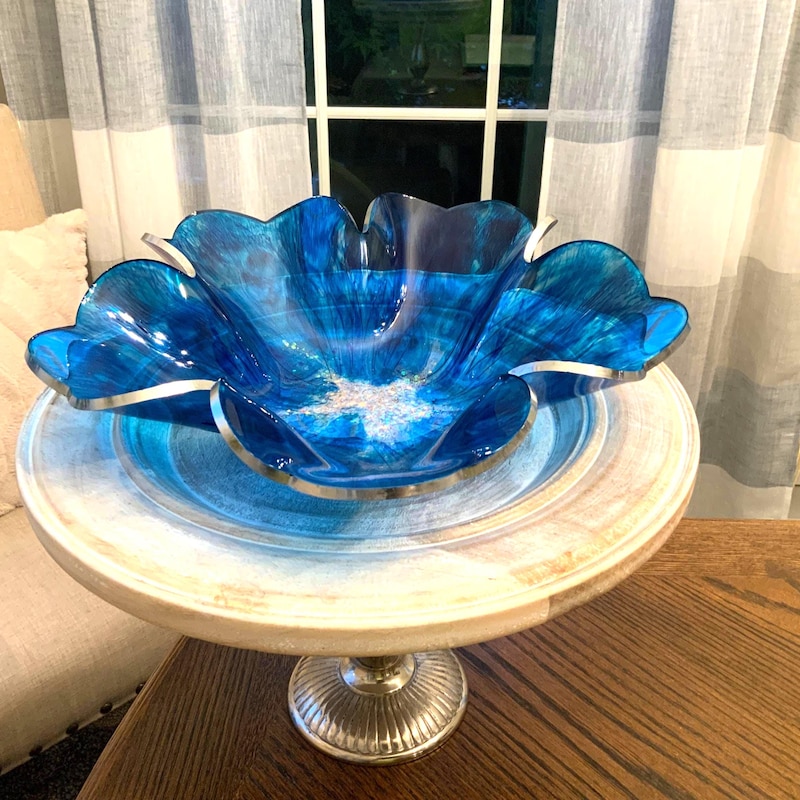 Glass Royal Blue Bowl - Etsy