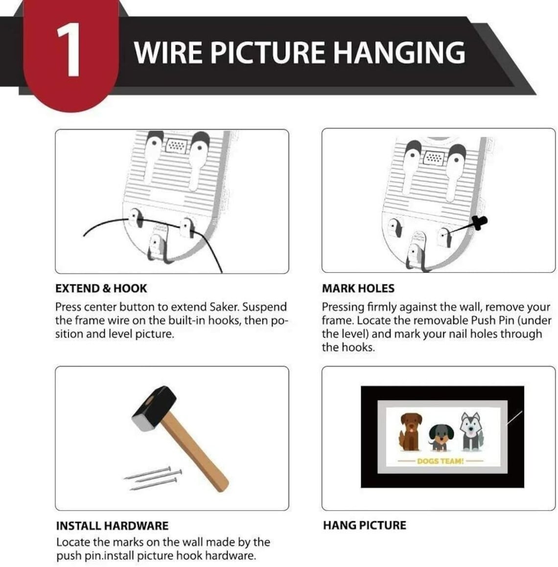 Saker Picture Hanging Tool Kit Multi-purpose Layout Tool - Self ...