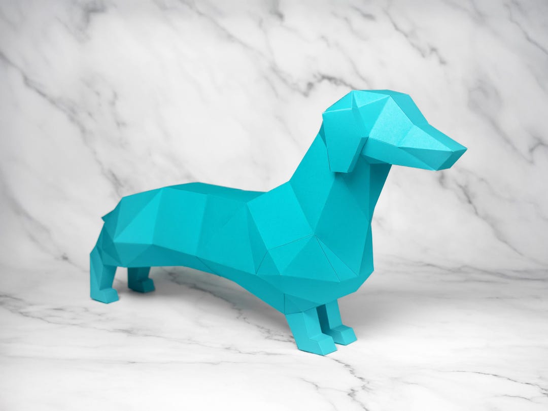 Dachshund Papercraft Template PDF SVG DXF | 3D Sausage Dog Model ...